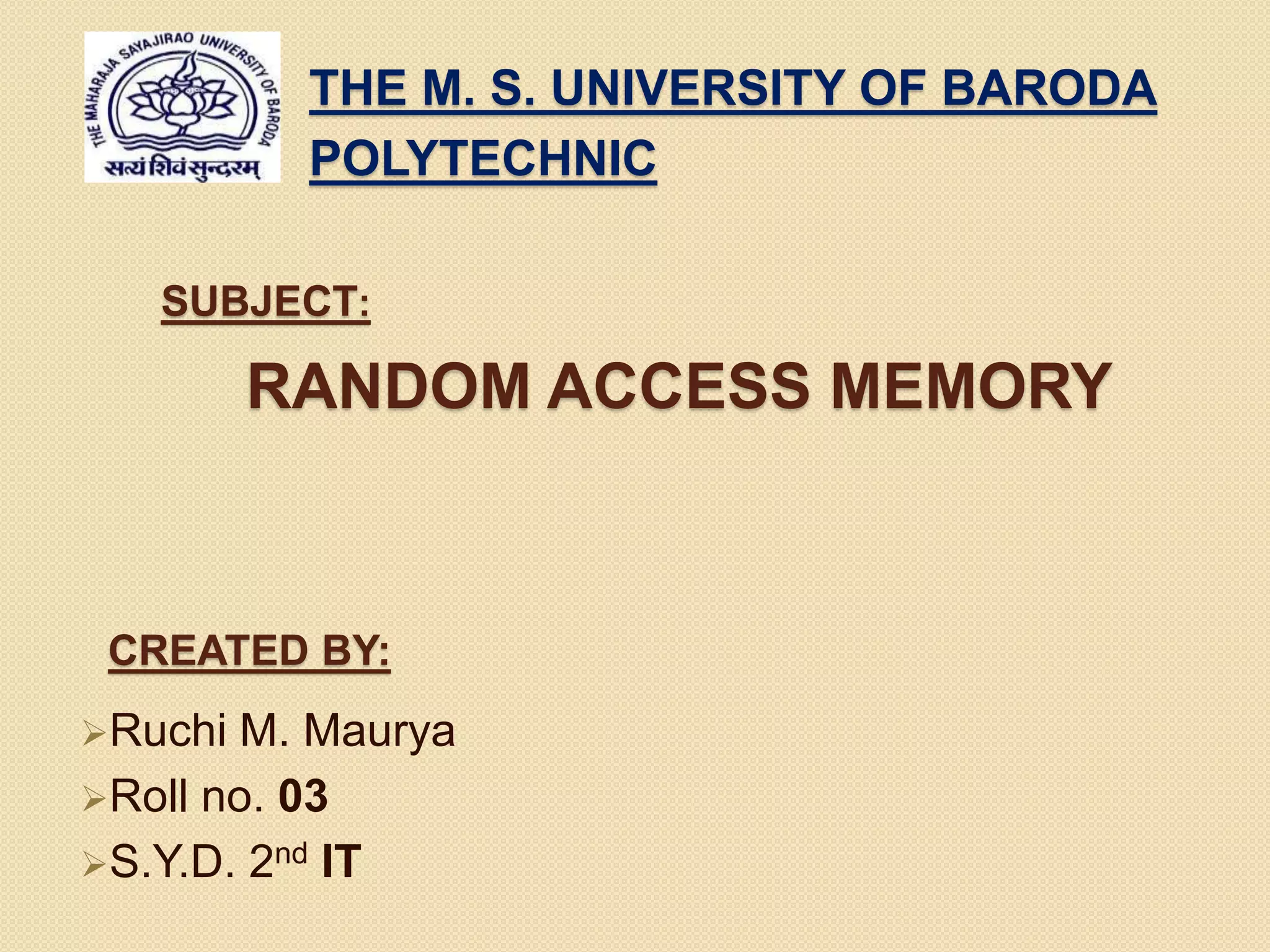Random access memory | PPTX