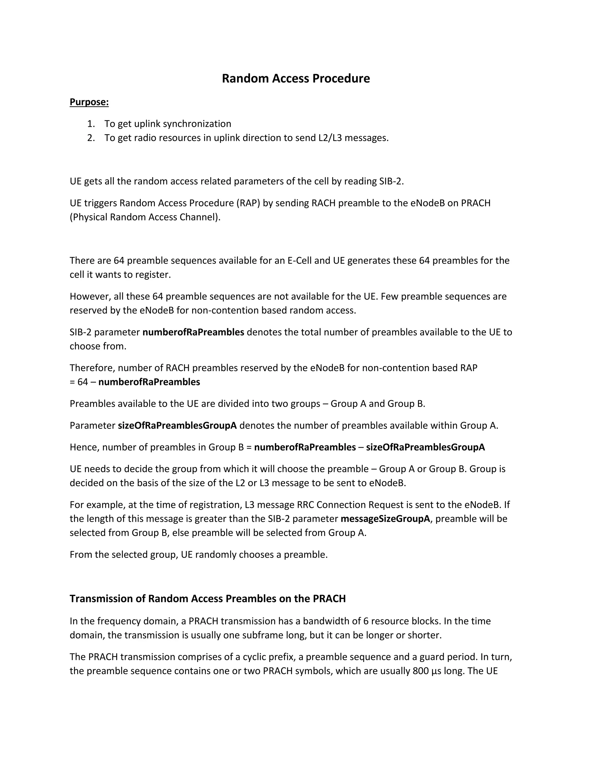 Random access procedure in LTE | PDF | Computer Networking | Computing