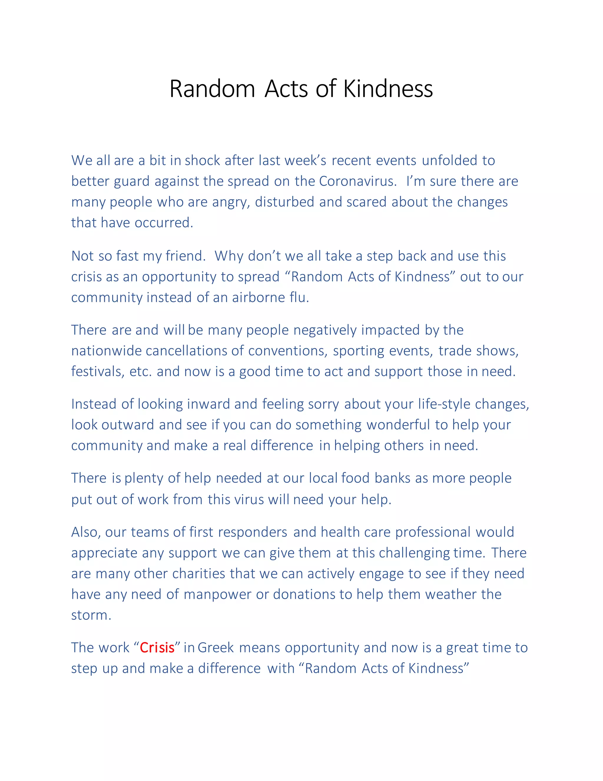 Random acts of kindness | PDF