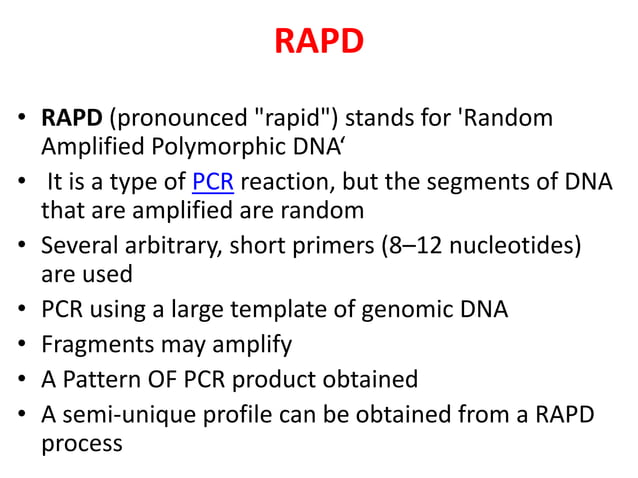 Random amplified polymorphic dna (rapd) | PPTX