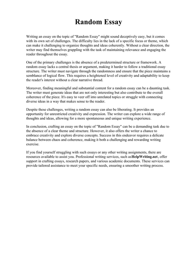 Random Essay.pdf | Homework and Study | Education