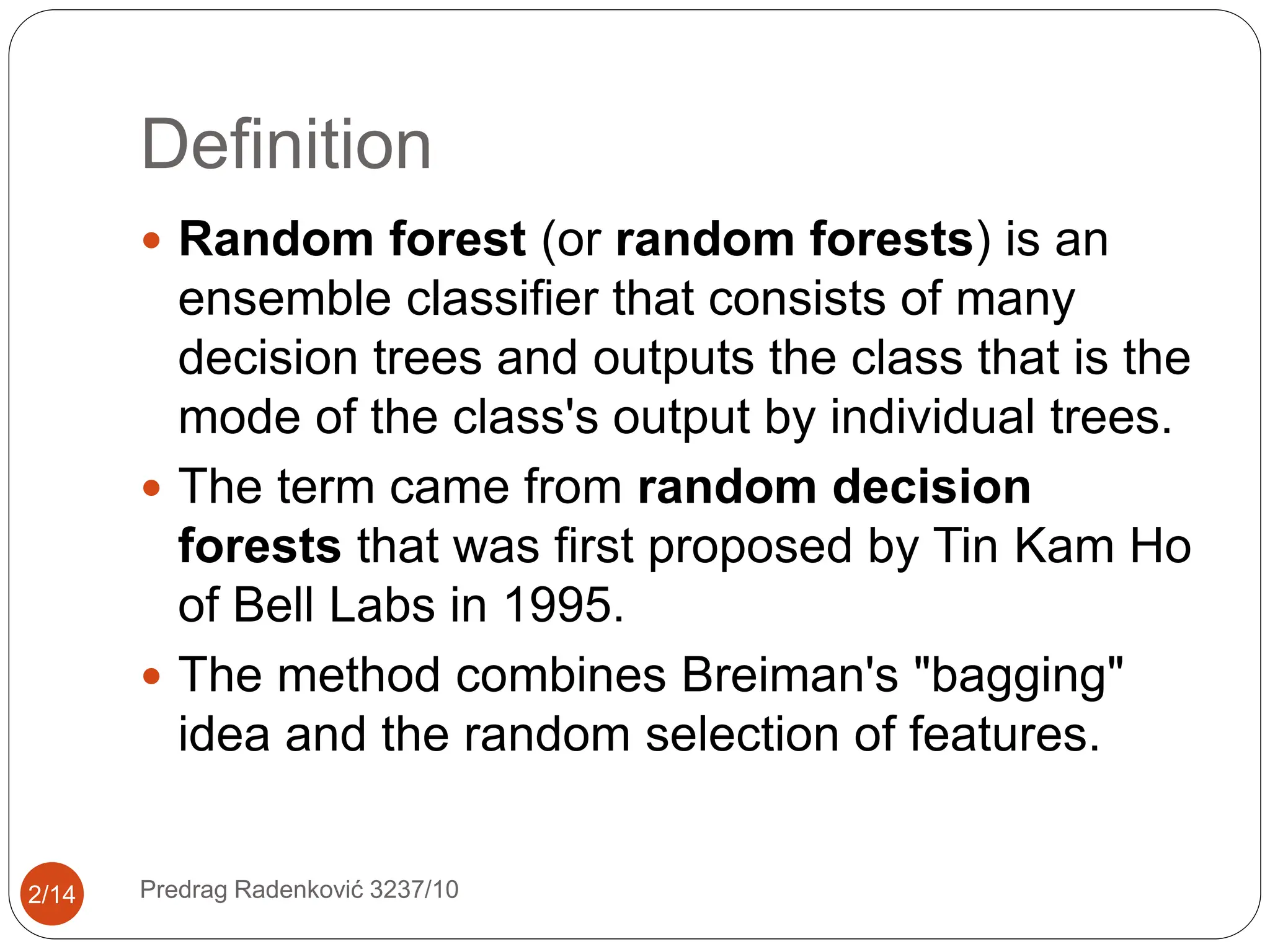 Algoritma Random Forest beserta aplikasi nya | PPTX