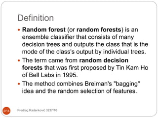 Algoritma Random Forest beserta aplikasi nya | PPTX