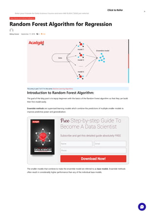 Random forest algorithm for regression a beginner's guide