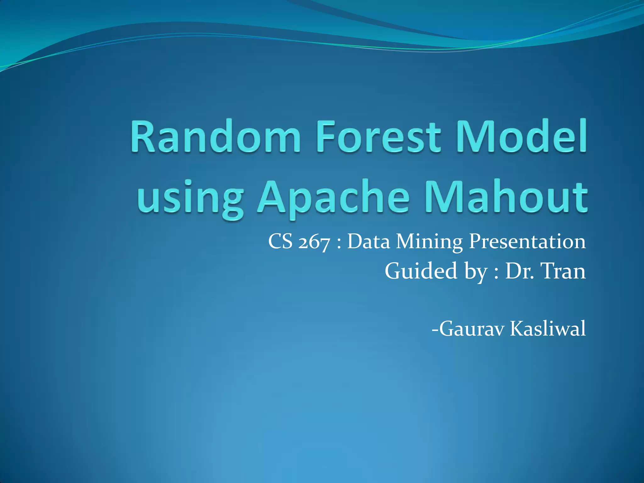 Random forest using apache mahout | PDF