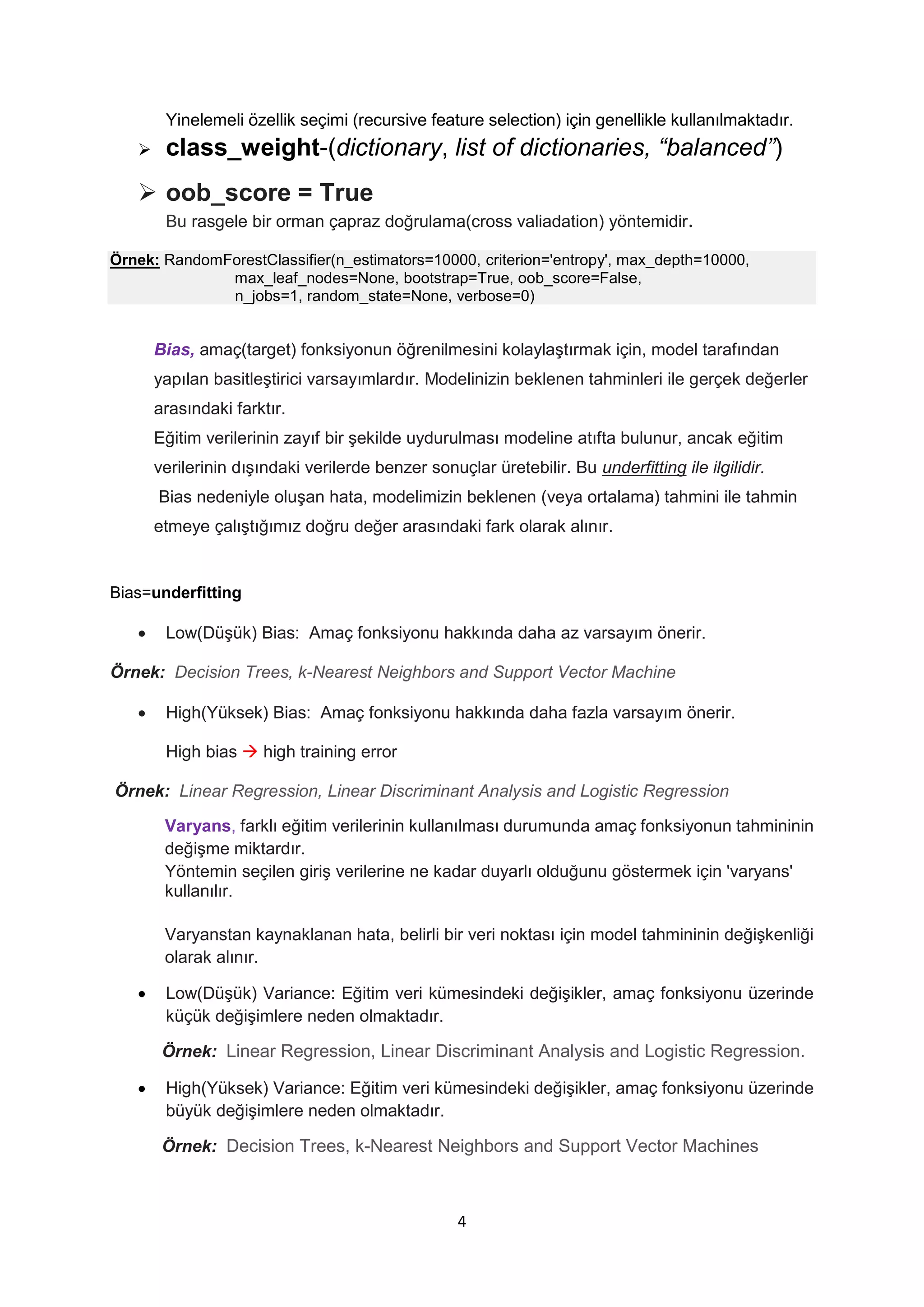 Python - Rastgele Orman(Random Forest) Parametreleri | PDF