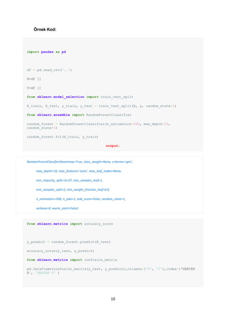 Python - Rastgele Orman(Random Forest) Parametreleri | PDF