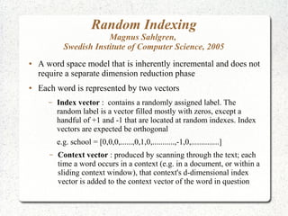 Word Space Models & Random indexing | PPT