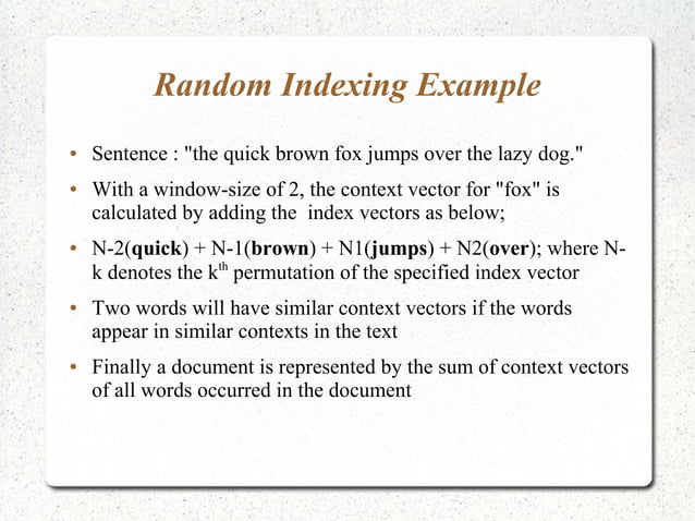 Word Space Models & Random indexing | PPT