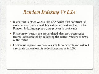 Word Space Models & Random indexing | PPT