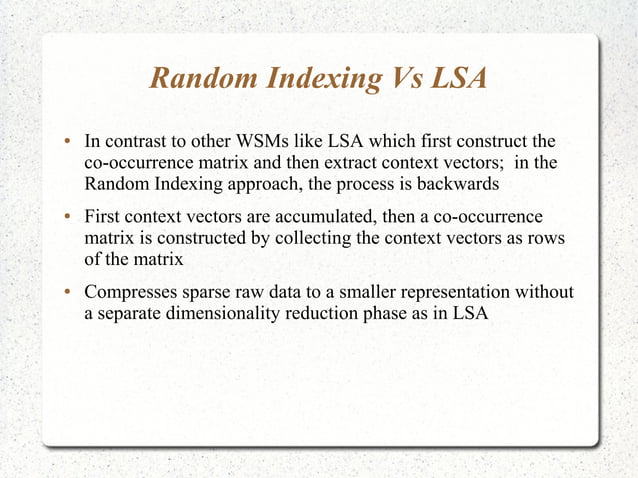 Word Space Models & Random indexing | PPT