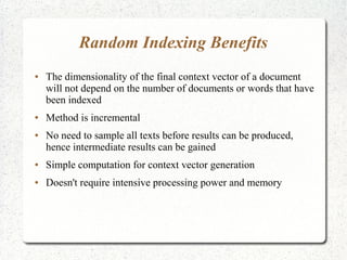 Word Space Models & Random indexing | PPT