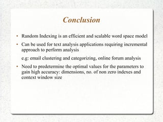 Word Space Models & Random indexing | PPT