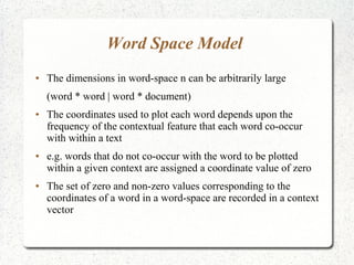 Word Space Models & Random indexing | PPT