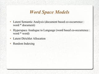 Word Space Models & Random indexing | PPT