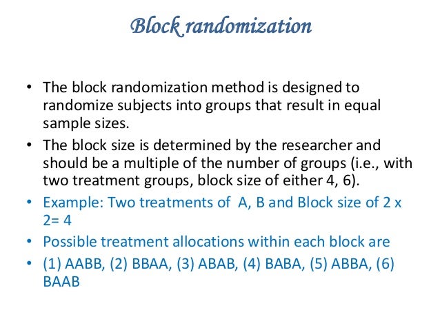 Randomisation techniques