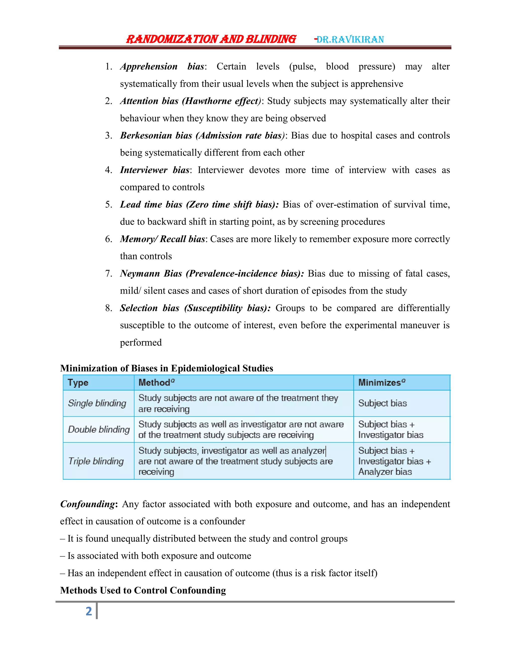 Randomization, Bias, Blinding | PDF
