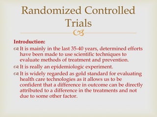 Randomized Controlled Trials ppt.pptx | Medical Tests | Medical Health
