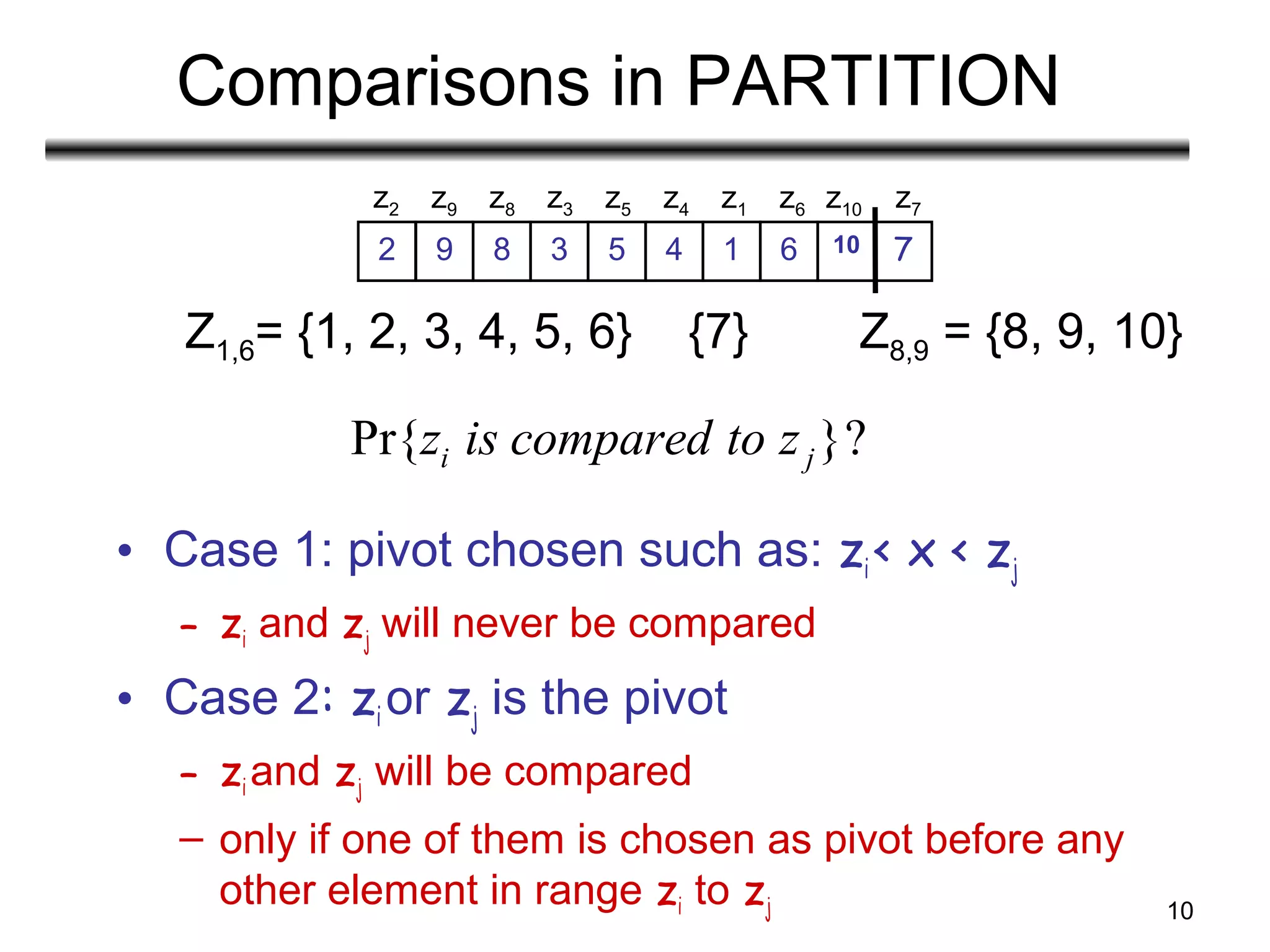 Randomizing quicksort algorith with example | PPT