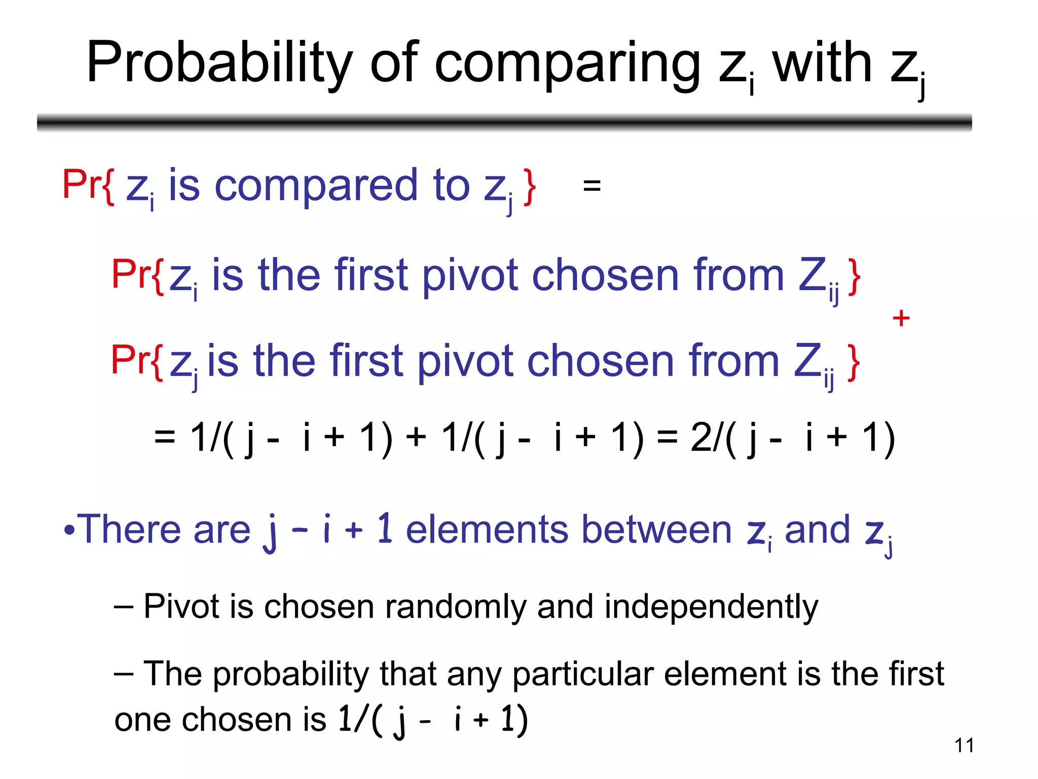 Randomizing quicksort algorith with example | PPT