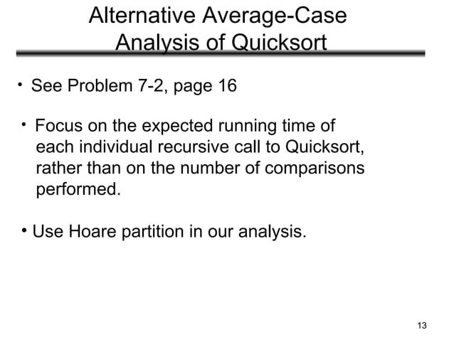 Randomizing quicksort algorith with example | PPT