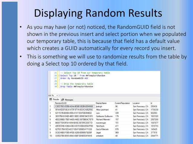 Randomizing Data With Sql Server Ppt