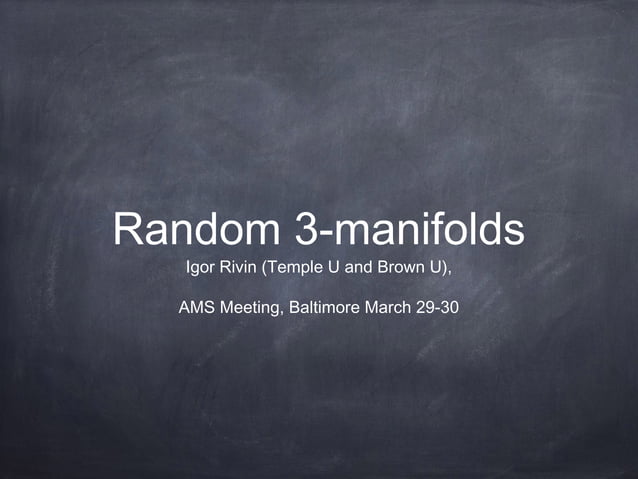 Random 3-manifolds | PPT