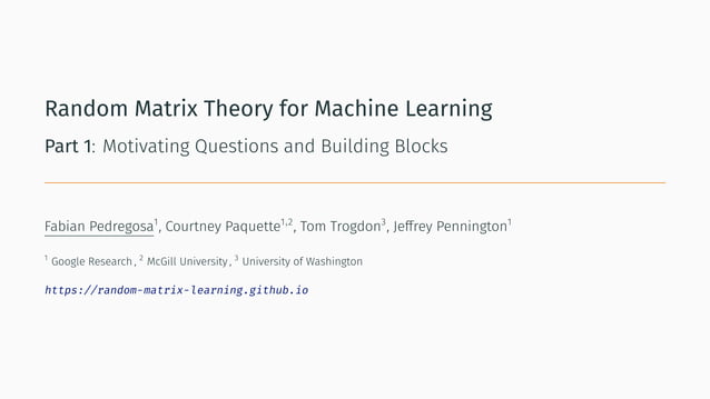 Random Matrix Theory and Machine Learning - Part 1 | PDF | Physics | Science