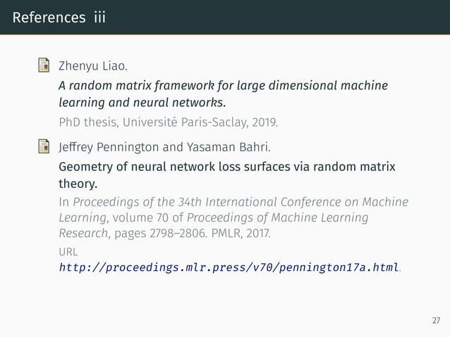 Random Matrix Theory and Machine Learning - Part 2 | PPT