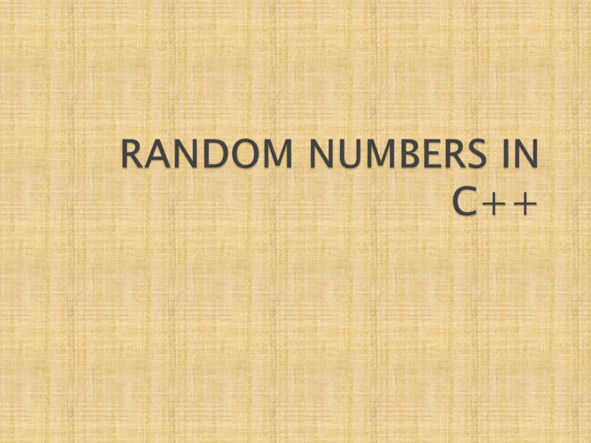 Random Numbers C Class 11 And 12 Ppt