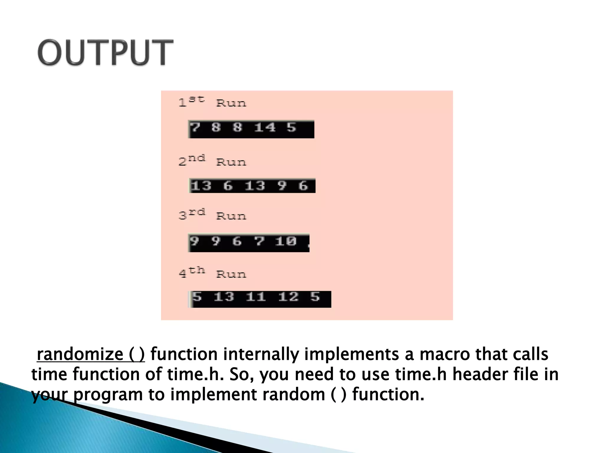 Random Numbers C Class 11 And 12 Ppt