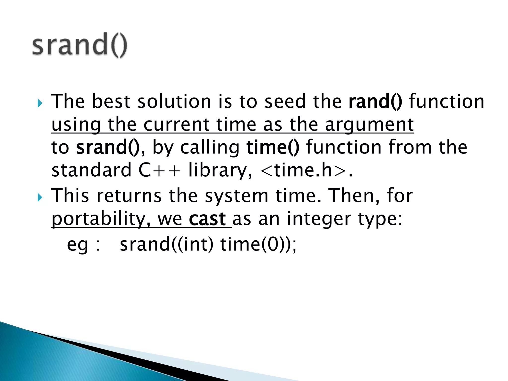 Random Numbers C Class 11 And 12 Ppt