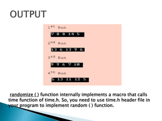 Random numbers c++ class 11 and 12 | PPT