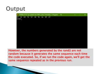 Random numbers c++ class 11 and 12 | PPT
