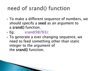 Random numbers c++ class 11 and 12 | PPT