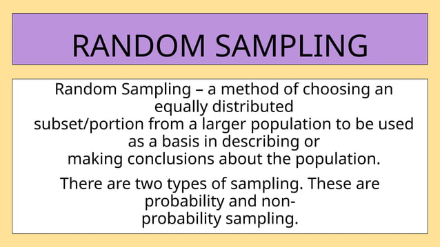 Random Sampling ( Sampling and Techniques) | PPT