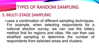 RANDOM SAMPLING, PARAMETER AND STATISTICS, SAMPLING DISTRIBUTION OF ...