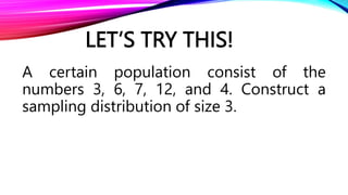 RANDOM SAMPLING, PARAMETER AND STATISTICS, SAMPLING DISTRIBUTION OF STATISTICS.pptx