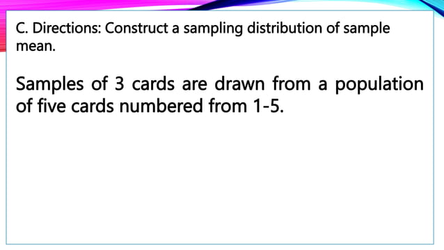 RANDOM SAMPLING, PARAMETER AND STATISTICS, SAMPLING DISTRIBUTION OF STATISTICS.pptx | Biological ...