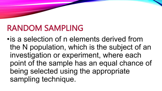 RANDOM SAMPLING, PARAMETER AND STATISTICS, SAMPLING DISTRIBUTION OF STATISTICS.pptx | Biological ...