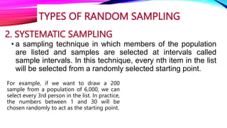 RANDOM SAMPLING, PARAMETER AND STATISTICS, SAMPLING DISTRIBUTION OF STATISTICS.pptx