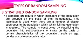 RANDOM SAMPLING, PARAMETER AND STATISTICS, SAMPLING DISTRIBUTION OF ...