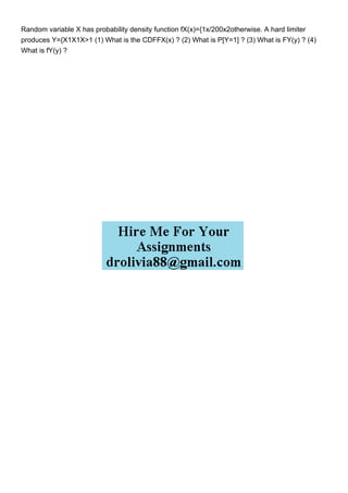 Random variable X has probability density function fXx1x.pdf