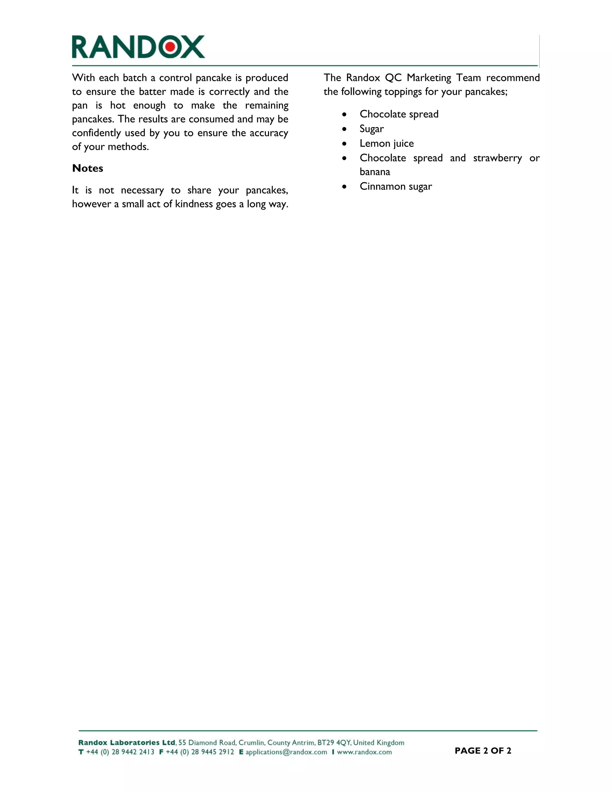 Randox QC Pancake IFU | PDF