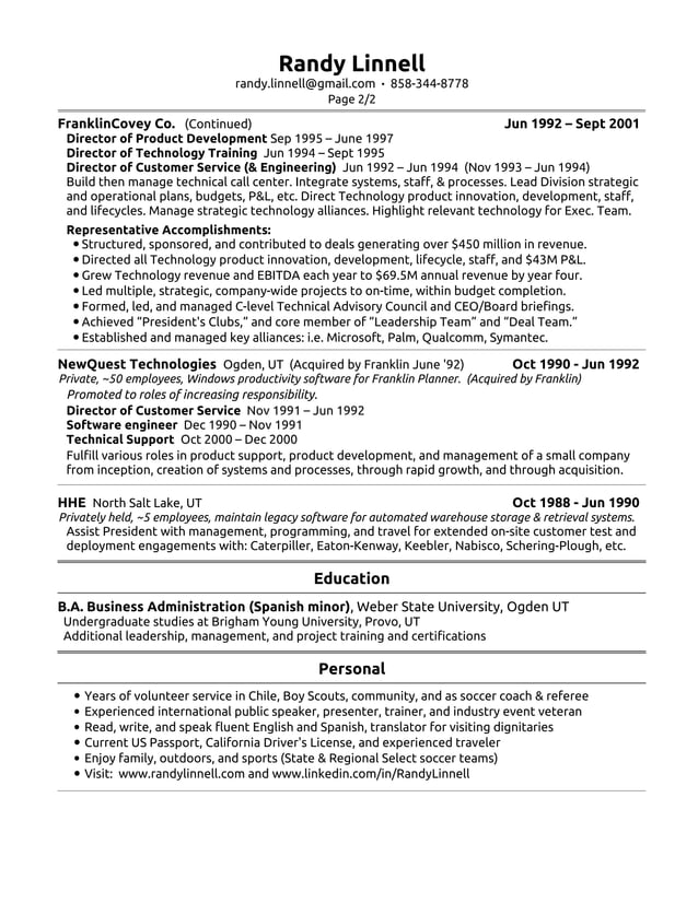 Randy Linnell Resume | PDF
