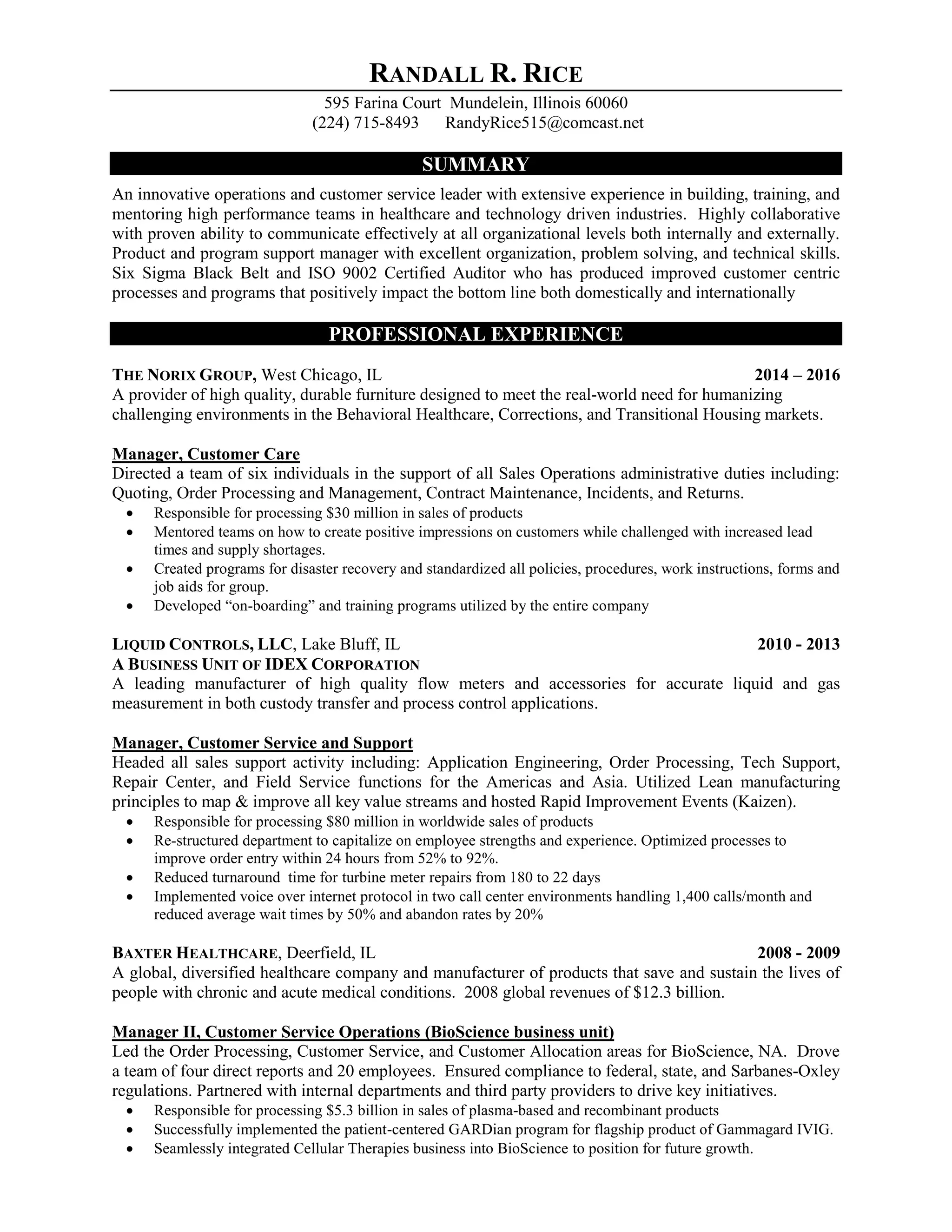 Randy Rice Resume | PDF