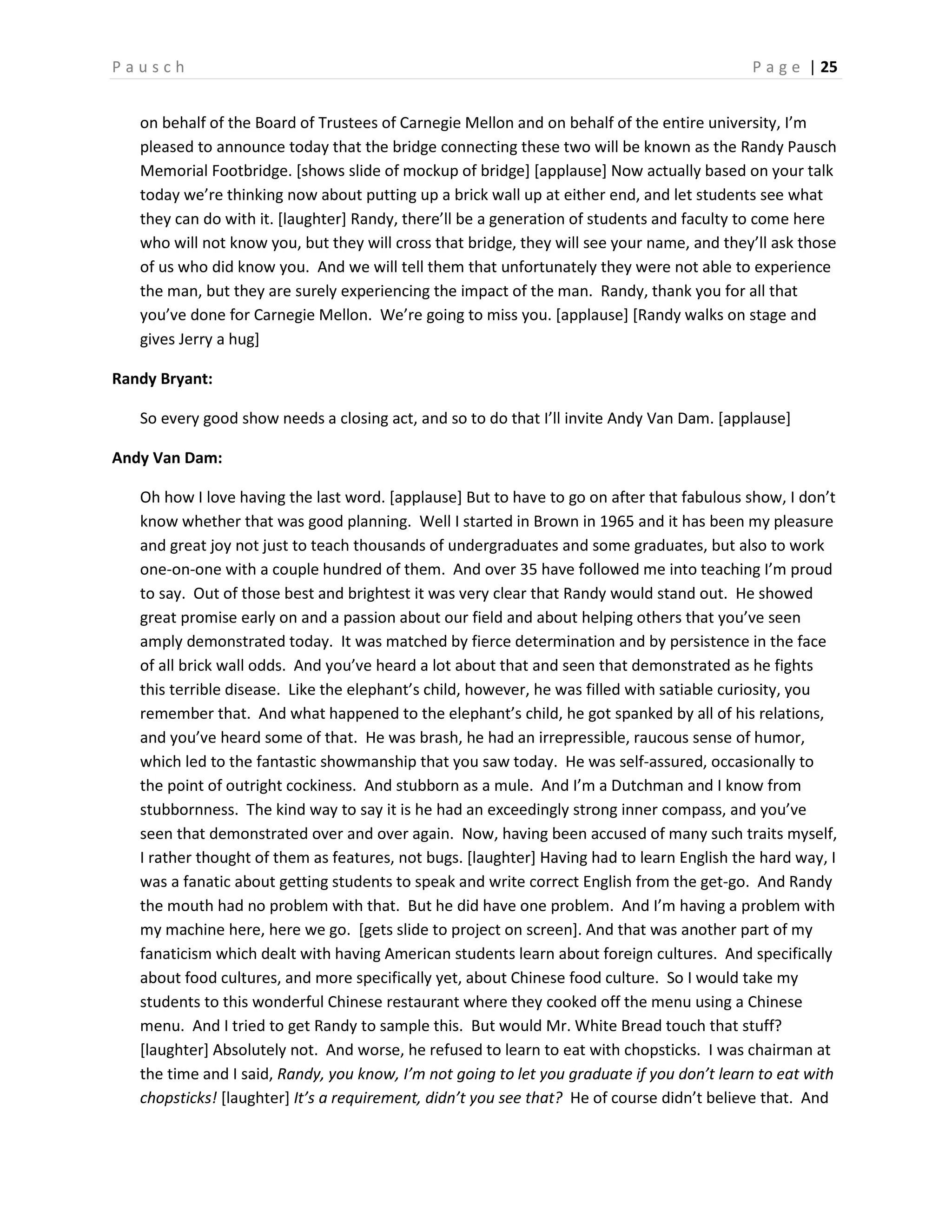 The Last Lecture - Randy Pausch | PDF
