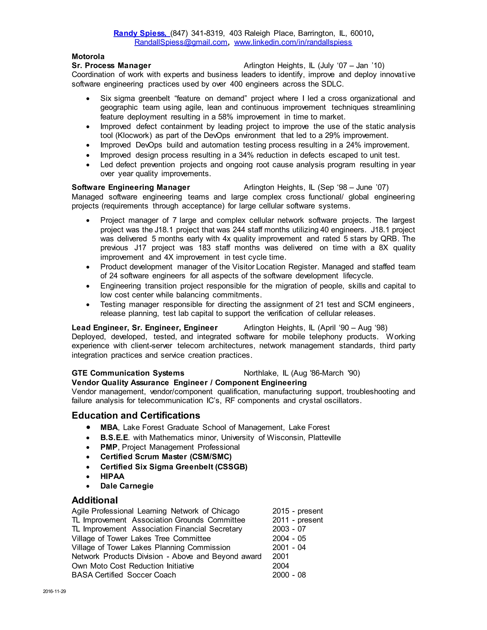 Randy Spiess resume | DOCX
