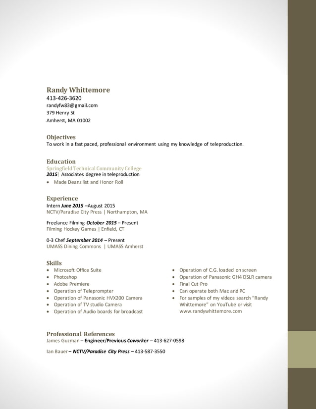 Randy whittemore resume 2015 | PDF