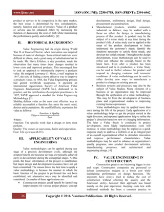 Application of Value Engineering in Construction Projects | PDF